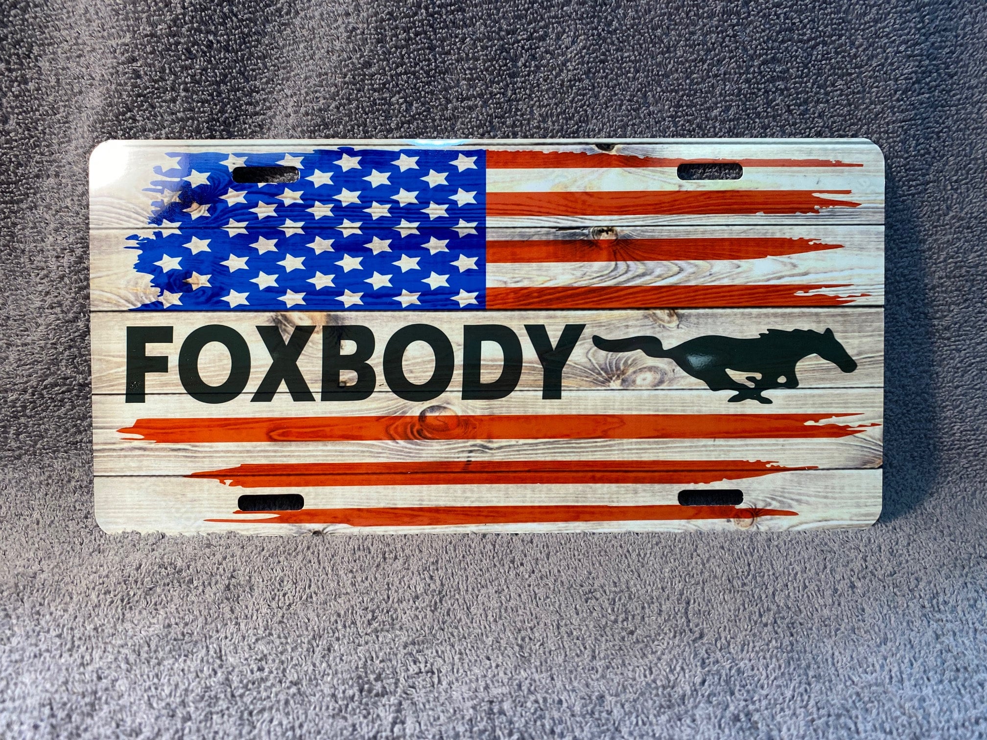 PATRIOTIC FOXBODY LICENSE PLATE 6"x12" ALUMINUM | 417 FOX
